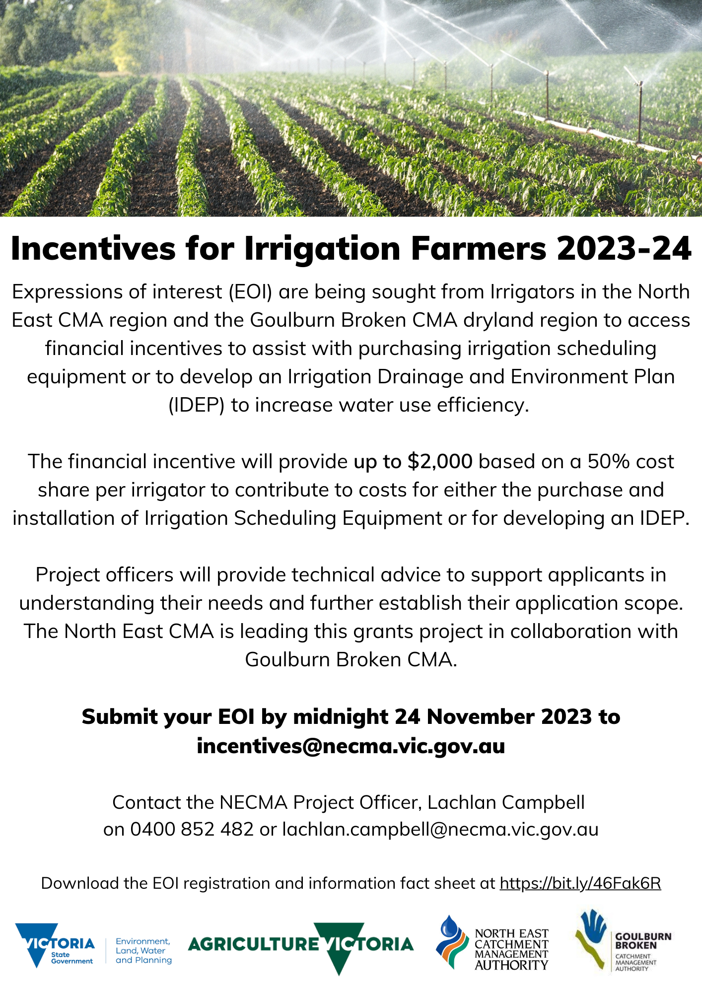Incentives for Irrigation Farmers 2023-24